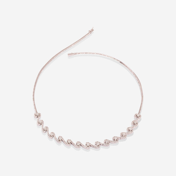White Gold Zigzag With Diamonds Necklace - Ref: RG01853 – Cadaro Jewellery
